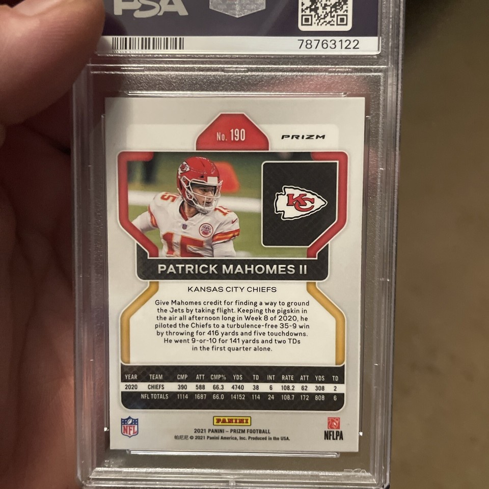 PATRICK MAHOMES 2020 Panini Prizm RED CRACKED ICE PSA 9 MINT #251 Color ...
