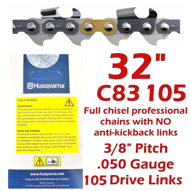 HUSQVARNA 3-Pack 32" X-CUT PRO Chains C83-105 - 3/8 - .050 - 105DL ...