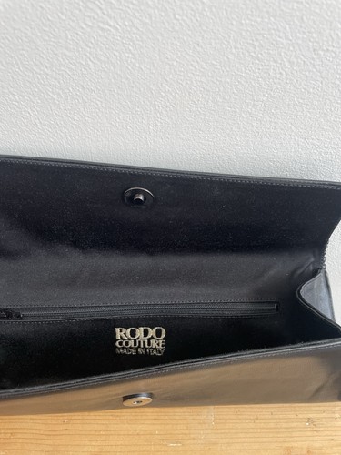 Vintage Rodo Couture Black Leather Italian Clutch/Purse Envelope Style ...