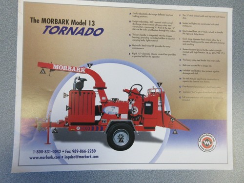 Morbark Tornado Model 13 Wood Chipper Sales Sheet | eBay