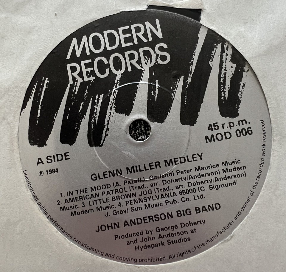 John Anderson Big Band- Glenn Miller Medley- Scottish Medley 7” 1984 ...