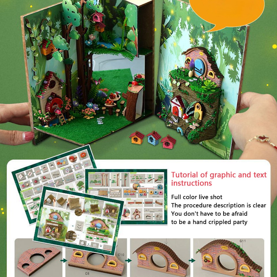 3D Wooden Puzzle Bookend DIY Book Nook Decor Alley Insert Model ...