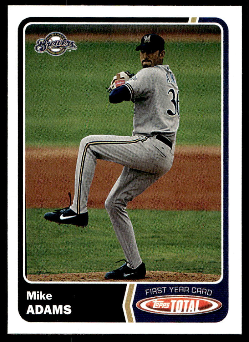 2003 Topps Total 985 Mike Adams Milwaukee Brewers FY, RC Baseball Card ...