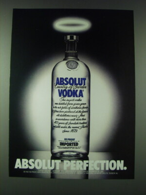 1989 Absolut Vodka Ad - Absolut Perfection | eBay