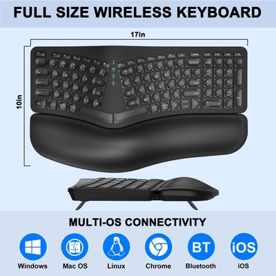 Wireless Keyboard Wave Keys Ergonomic - Split Design With Wrist Rest ...