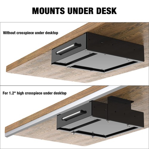 Under Desk Drawer Storage Pull-Out Office Hidden Counter Drawer Metal ...