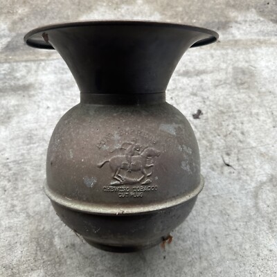 Vintage Brass Spittoon - Pony Express Chewing Tobacco Cut Plug Cuspidor ...