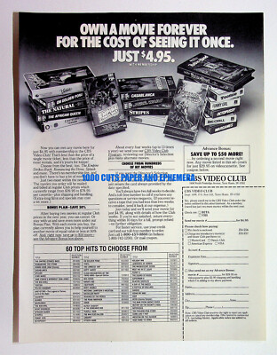 CBS Fox VHS Video Club 1985 Star Wars Trade Print Magazine Ad Poster ...