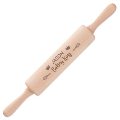 Personalised Rolling Pin Baking King Revolving Wooden Any Name Custom ...