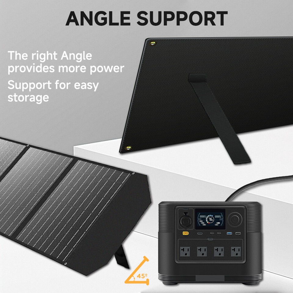 200W Solar Panel Foldable Solar Blanket Adjustable Kickstand for ...