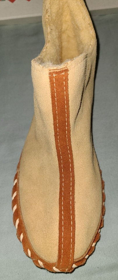 NOS Sioux Mox beige suede & shearling moc booties / slippers, ladies ...