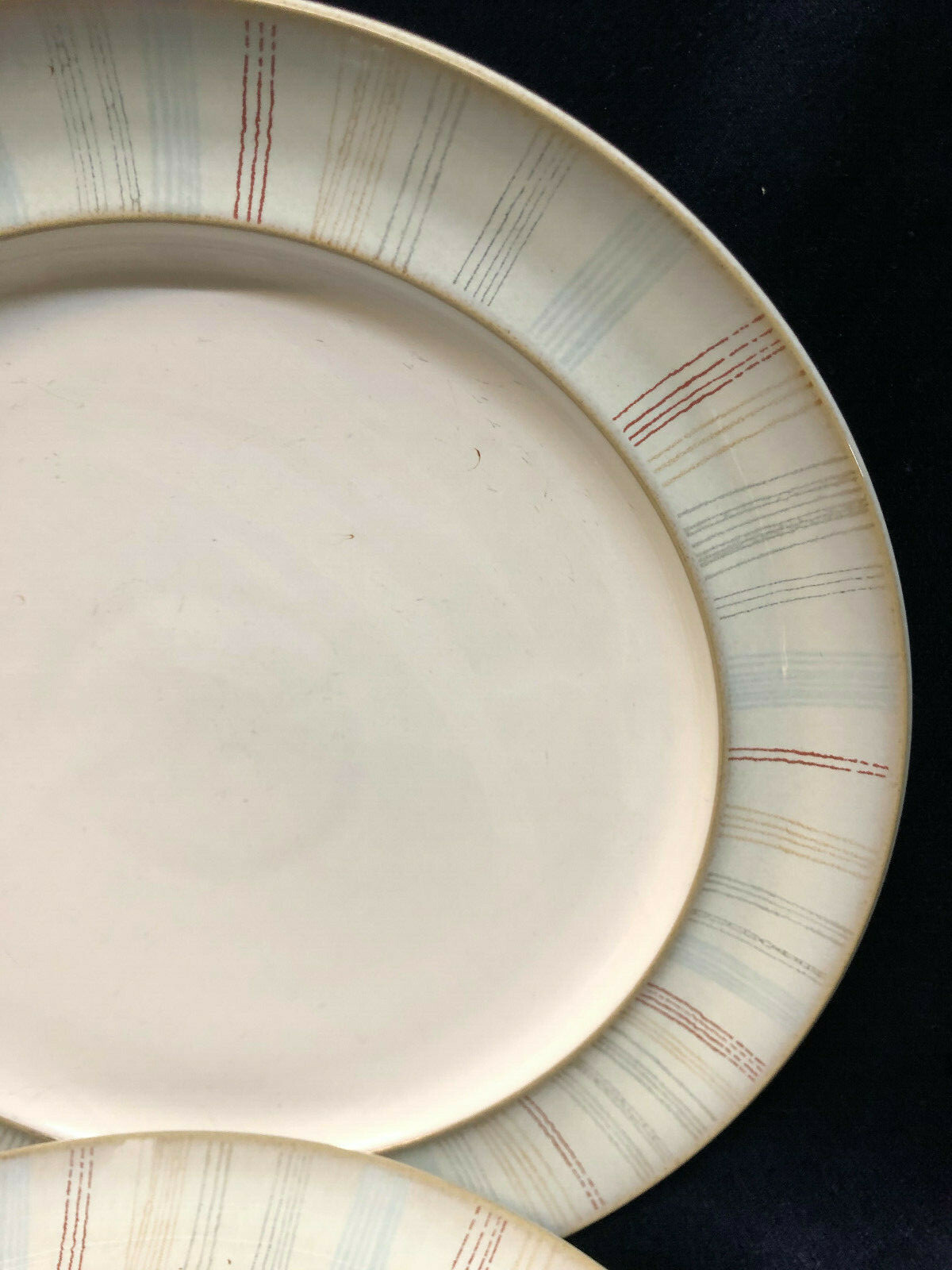 DENBY LANGLEY MIST FALLS DESSERT SET OF 3 DINNER PLATES THIN STRIPES ON ...