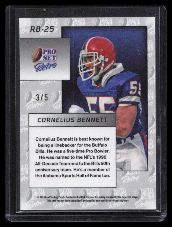 2024 Pro Set Metal #RB-25 Cornelius Bennett Retro Wave Purple /5 | eBay