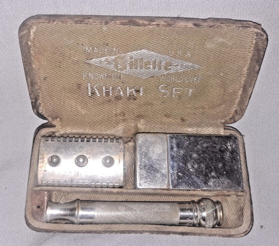 WW1 Military Issue Gillette Khaki Set Property US Army Safety Razor | eBay