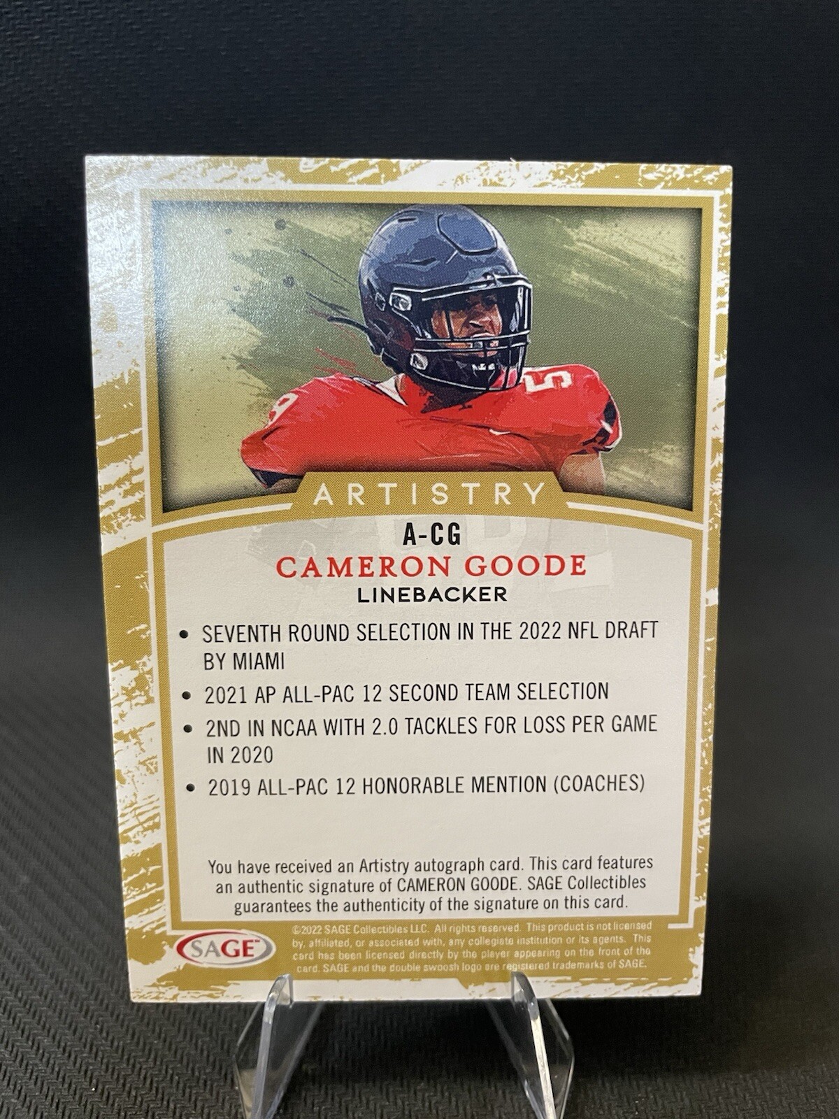 2022 SAGE Artistry - Autographs Cameron Goode #A-CG (AU, RC) for sale ...