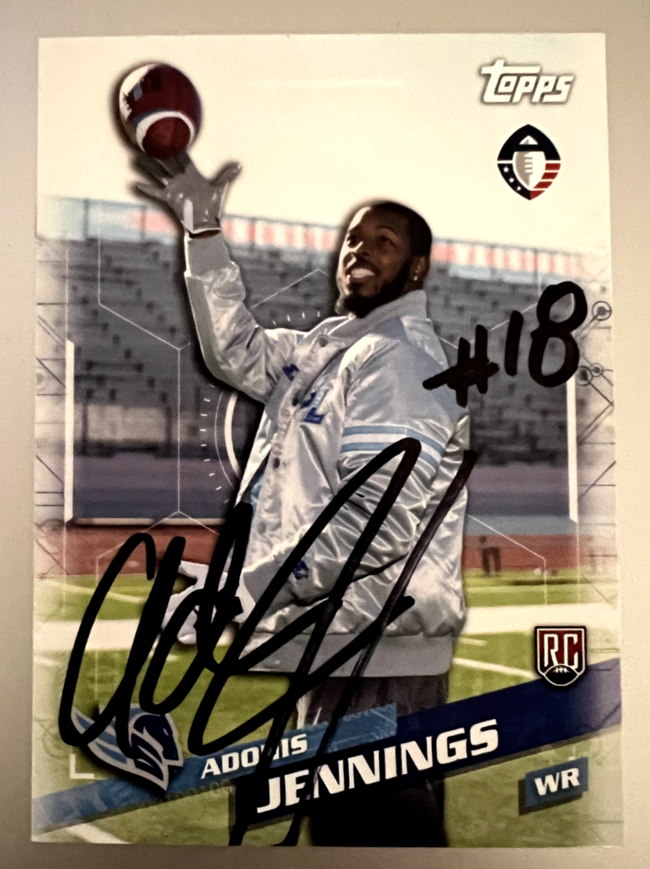 2019 TOPPS AAF BASE FOOTBALL AUTO. ADONIS JENNINGS #133 CARD NM-MINT | eBay
