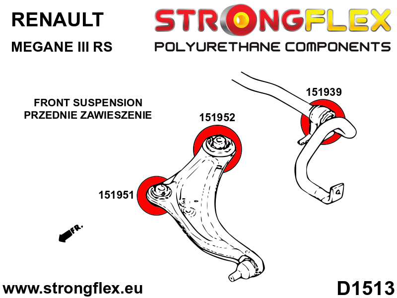 PU Front Suspension Bushing Kit 156086B fits Renault Mégane RS | eBay