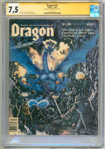 CGC SS 7.5 Dragon Magazine #103 Larry Elmore Signed TSR D&D Snarf ...