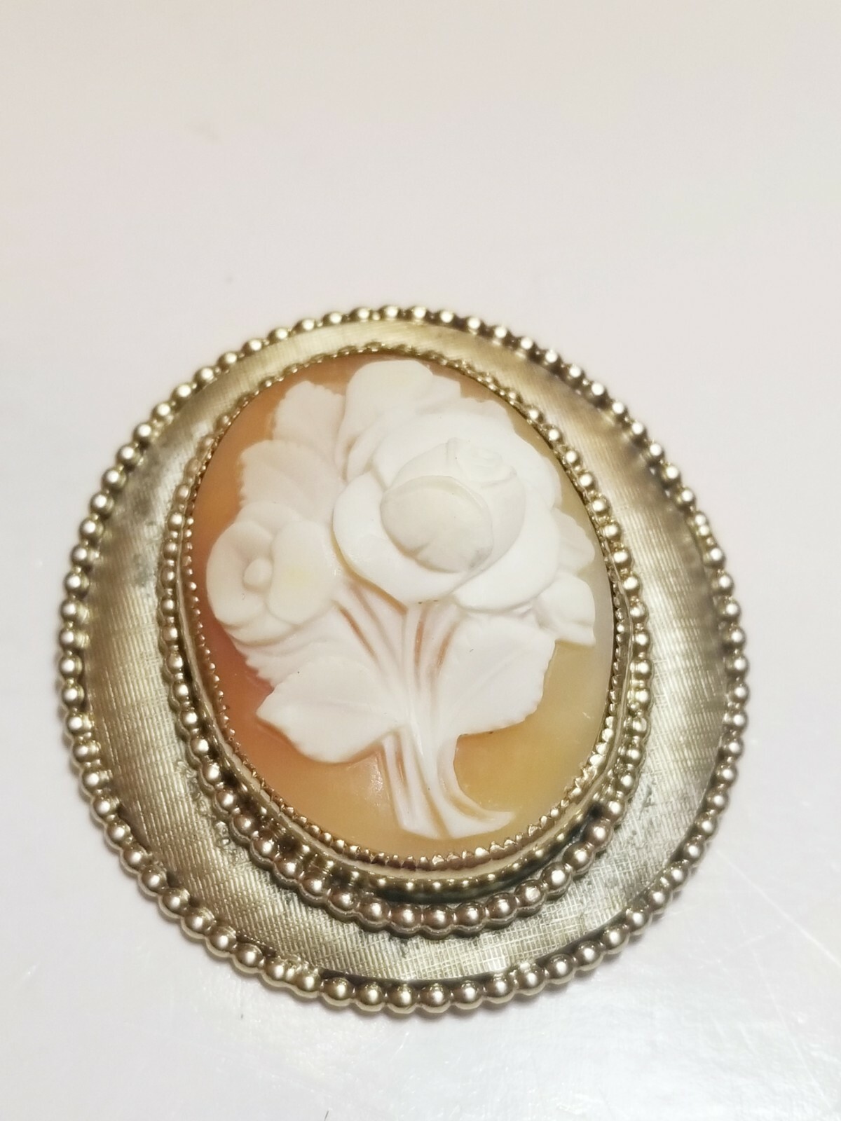 Antique Estate High Relief Flower Shell Gold Filled C… - Gem