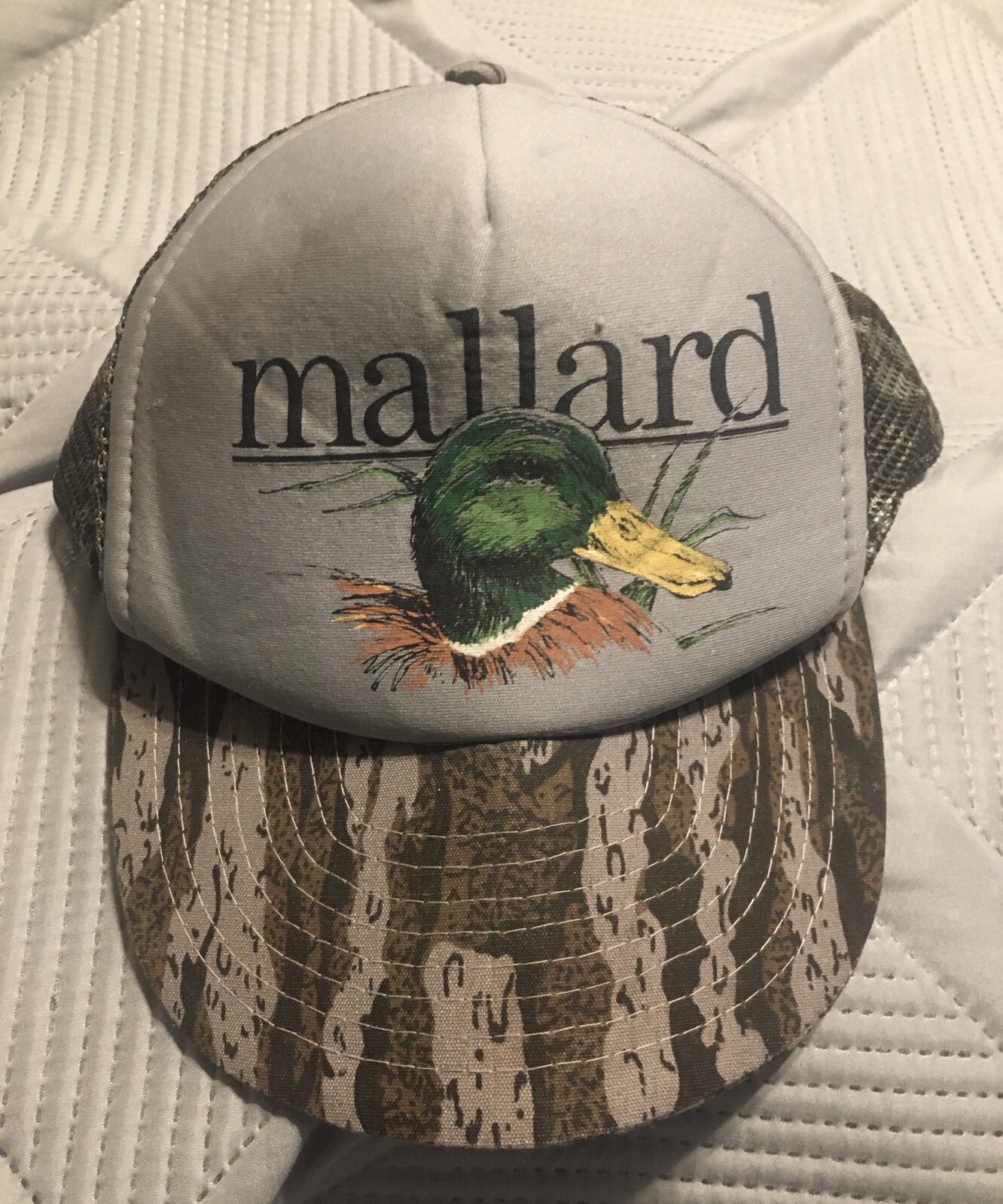 VINTAGE Mallard Duck Graphic Camo Mesh Back Snapback … - Gem