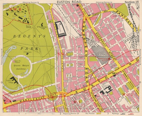 LONDON W1 WC1 NW1 Euston Regent's Park Bloomsbury Fitzrovia. BACON 1963 ...