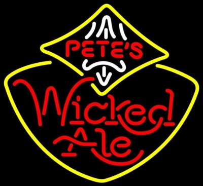 Pete's Wicked Ale Beer Neon Sign 19"x15" Lamp Bar Pub Store Room Wall ...
