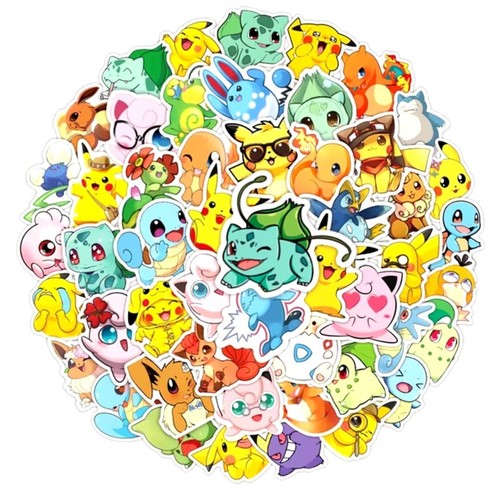 Cute 50pcs Pokemon Go PVC Waterproof Stickers Pack Pikachu Bulbasaur ...