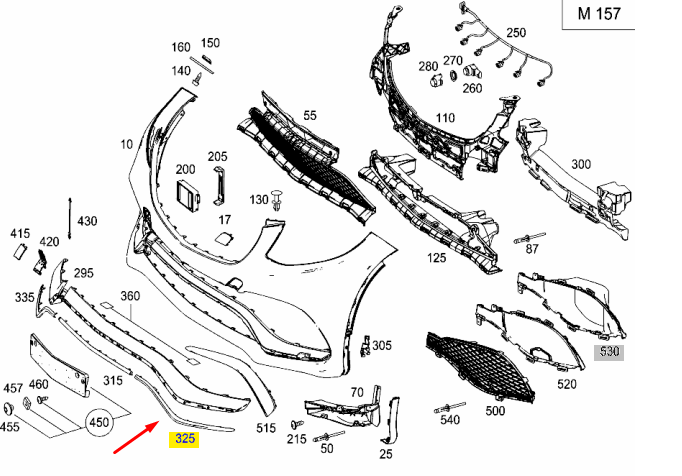 MERCEDES-BENZ GLE C292 AMG Front Bumper Left Molding A2928852500 New ...