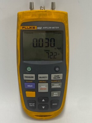 FLUKE 922 HVAC PRESSURE AIRFLOW METER/MICROMANOMETER TESTER (UD2105189 ...