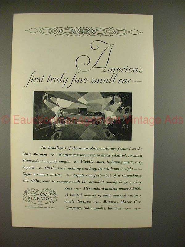 1927 Marmon Little Marmon Car Ad - Truly Fine Small Car | eBay