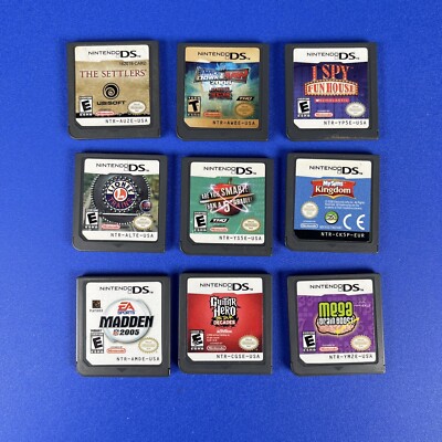 LOT OF 9 Nintendo DS Guitar Hero Madden WWE Sims Trains Various Loose ...