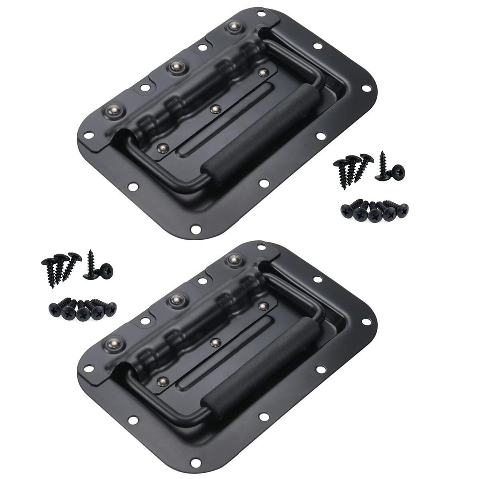 Set of 2 Spring Loaded Recessed Pull Handle with Rubber Padding Handles ...