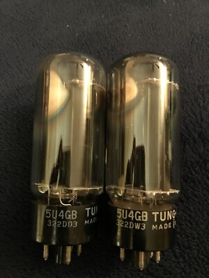 2 x 5u4gb Tung-Sol Rectifier Tubes Hanging Double D Getter testing ...