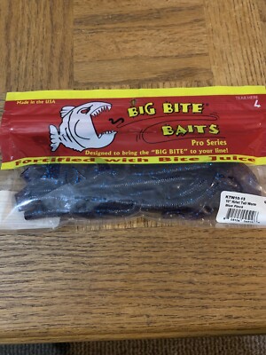 Big Bite Baits Kriet Tail Worm Blue Fleck | eBay
