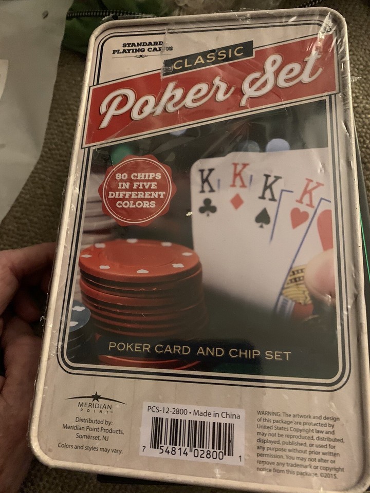 Classic Poker Set Standard Playing Cards 80 Chips Cards Dealer Button ...