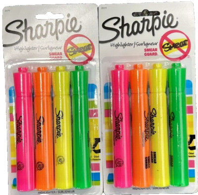 Sharpie Highlighters Markers 4 Pack Smear Guard Chisel Tip Multicolor ...