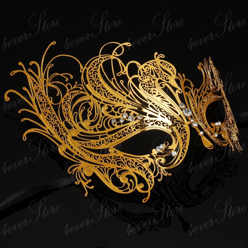 Elegant Gold Collection - Venetian Masquerade Mask with Sparkling ...