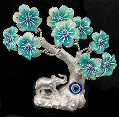 Blue Evil Eye Money Fortune Lucky Tree with Elephant Protection Gift ...