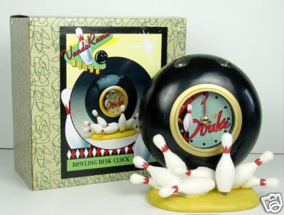 Bowlers Retro Design Bowling Ball & Pins Bowl O Rama Desk Clock by ...
