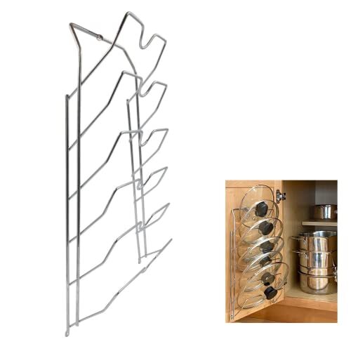 Wall Door Mounted Pot Pan Lid Rack Organizer for Cabinet Kitchen Pantry ...