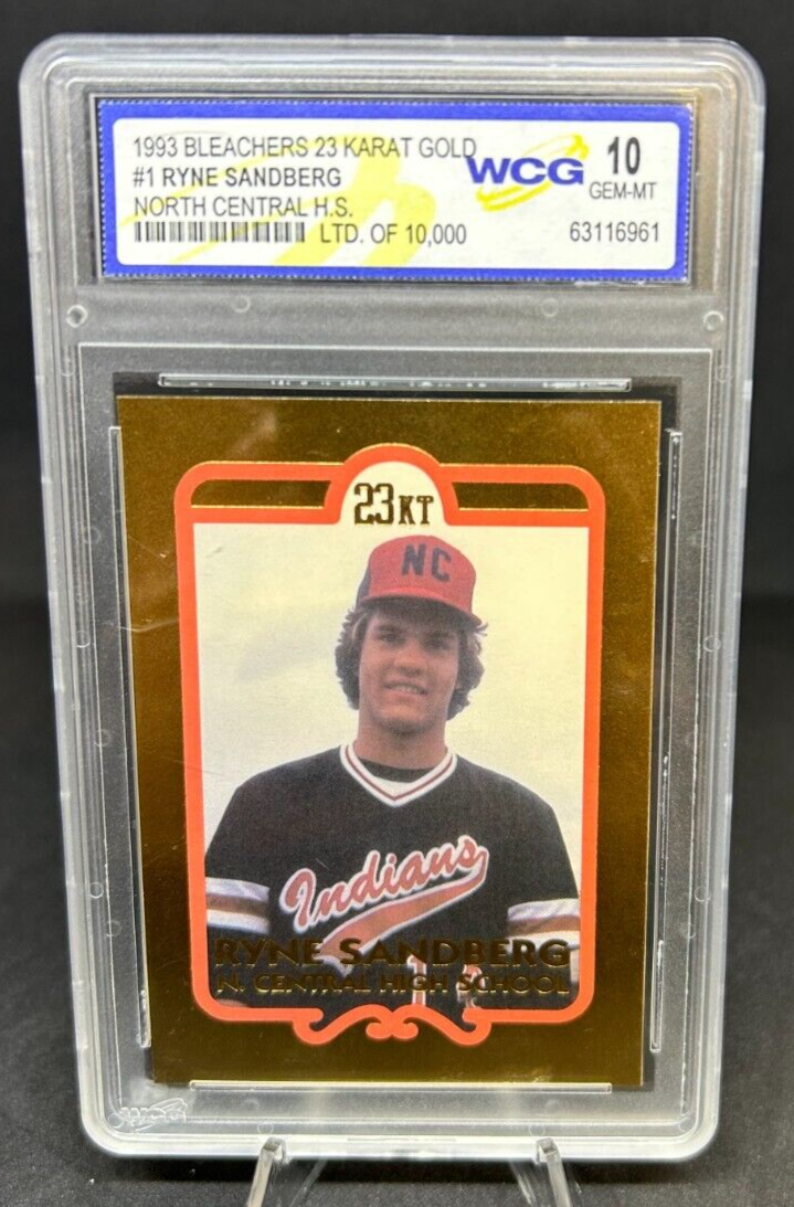 1993 Bleachers 23 Karat Gold WCG Card Ryne Sandberg #1 Graded GEM-MT 10 ...