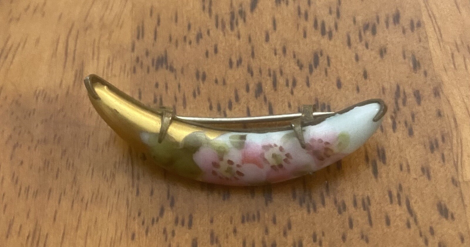 Antique Victorian Pin - Crescent Moon Floral - Gem