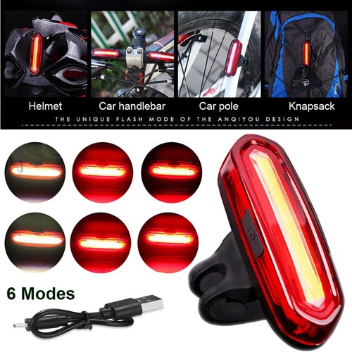 USB Rechargeable LED Bicycle Cycling Tail Light Bike Rear Warning Light ...