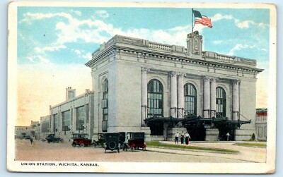 POSTCARD Wichita Kansas Union Station Railroad Train Depot 1926 Tanner ...