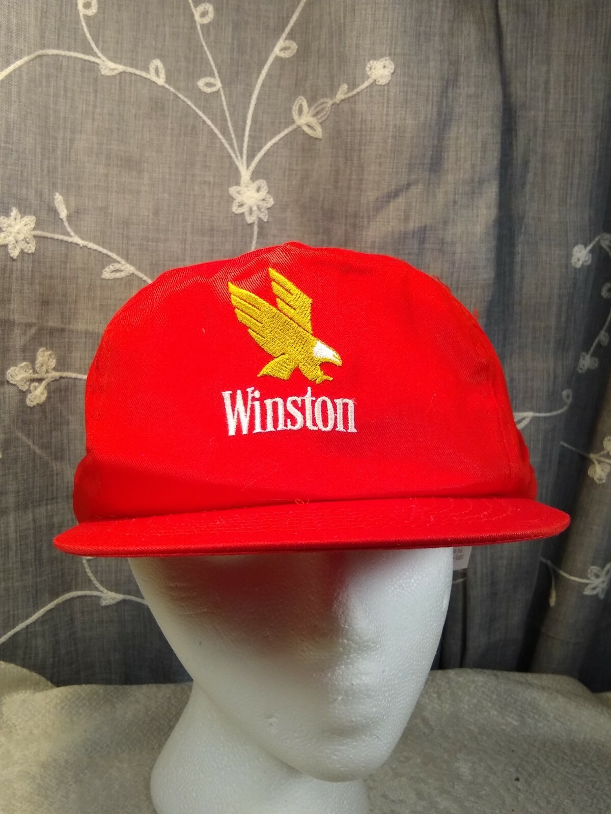 WINSTON CIGARETTES Snapback Hat OS Red Embroidered Lo… - Gem