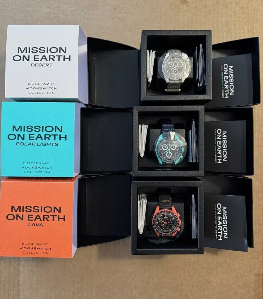 Swatch x Omega Bioceramic Moonswatch Earth FULL SET 3 - POLAR LIGHT ...