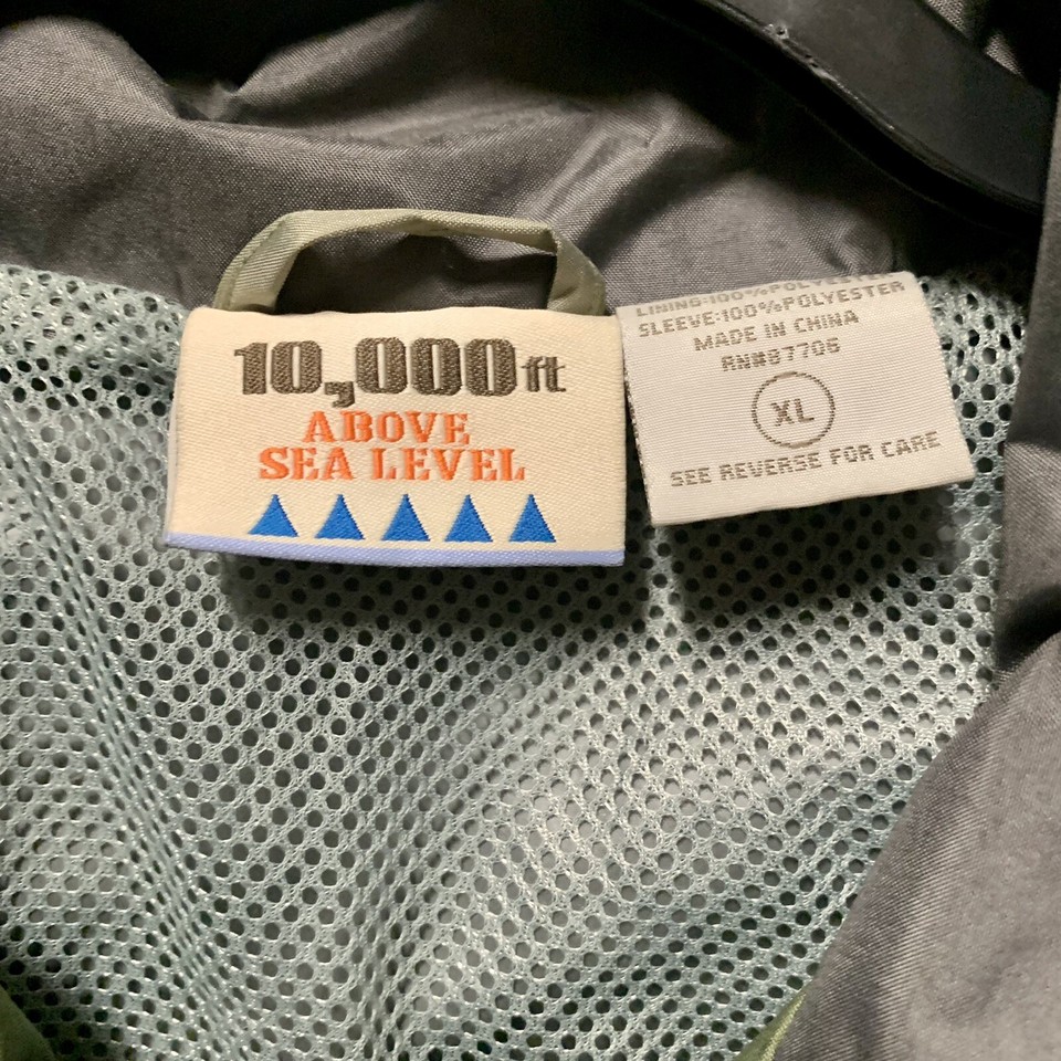 10000 Ft Above Sea Level Jacket Coat Mens XL Windbreaker Green Grey Zip ...