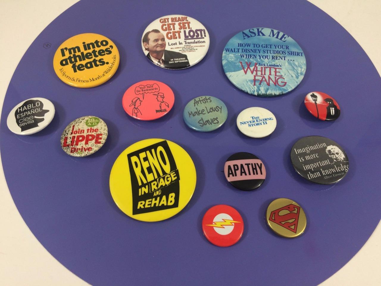 Pinback Collection 14 pc Mixed Lot Pin Button Reno Rage Apathy Superman ...