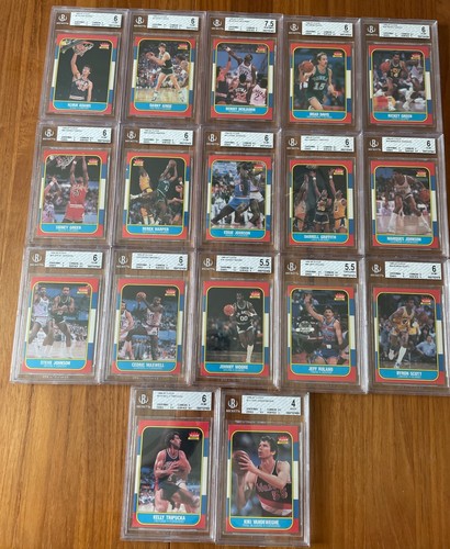 Lot of 17 Different BGS graded 1986 NBA Fleer Basketball Cards with 9 ...