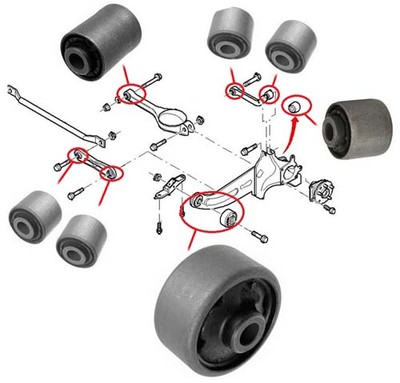Rear Axle Suspension Trailing Control Arm Wishbone Bushes Bushings Ford ...
